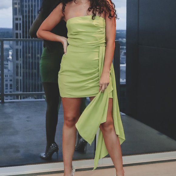 Amazing Lace | Dresses | Amazing Lace Neon Green Chiffon Strapless ...